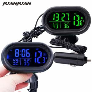 Jual 4 in 1 Digital Car Thermometer Voltmeter Clock Time Date Dual ...
