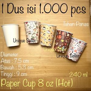 Jual [1 Dus] Paper Cup 8 oz isi 1.000 pcs / Gelas Kopi Kertas Tahan ...