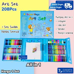 Jual Super Mega Art set 208 Pcs crayon set Spidol warna set Cat air set ...