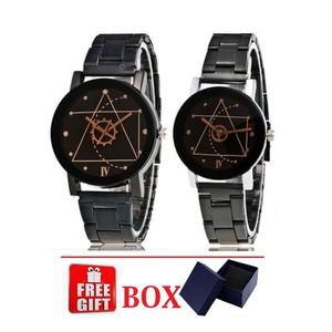 Jual Jam Tangan Couple GEAR STEEL+BOX Pasangan Hitam Rantai Stainless ...