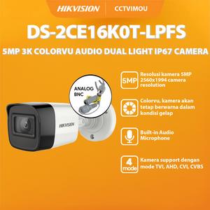 Promo HIKVISION DS-2CE16K0T-LPFS 5MP 3K COLORVU AUDIO DUAL LIGHT IP67 CAMERA - 2.8mm - Jakarta ...