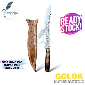 Jual Pisau Batik Dayak Bersarung Khas Kalimantan - Pisau Lurus Super ...