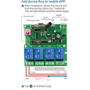 Jual NT DC 7-32V USB 5V Ewelink WiFi RF Switch Module Wireless Relay ...