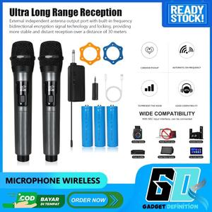 Jual Wireless Microphone Dual Handheld Mic With Receiver For Karaoke ...