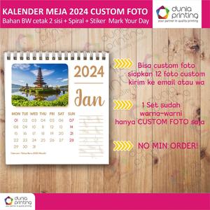 Jual Kalender Meja 2024 Minimalis Spiral CUSTOM FOTO ukuran 14 x 15 cm ...