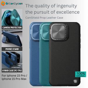 Jual Case Iphone 15 Pro/Pro Max Nillkin CamShield Prop Leather Stand Casing - Green, Ip 15 Pro ...