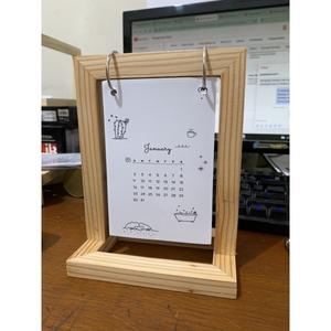 Jual Kalender Aesthetic 2024 Kalender Meja Frame Kayu - Kota Surabaya ...