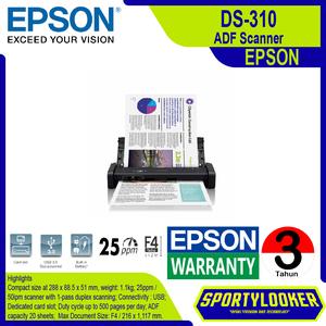 Jual Epson WorkForce DS-310 / DS310 Portable ADF Scanner | F4 | 25 ppm ...