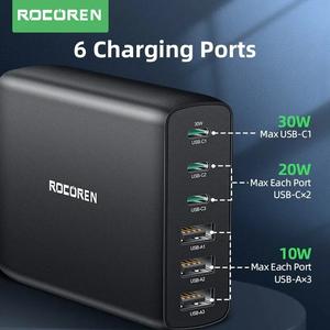 Jual Rocoren 100W USB Charger Type C PD Fast Charging Multiple 6 Ports ...