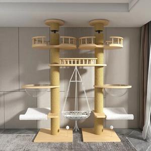 Jual Double Pillar Cat Climbing Pillar Solid Wood Cat Cage ...