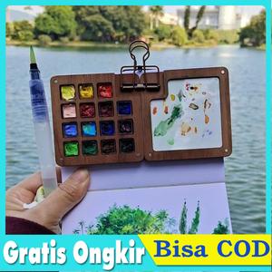 Jual Wooden Painting Palette Color Disk Rectangle Kayu Palet Cat - 15 ...