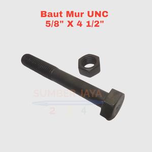 Jual Baut Mur UNC 5/8 x 4 1/2 Inch / Baut Baja Hitam UNC 5/8'' x 4 1/2 ...