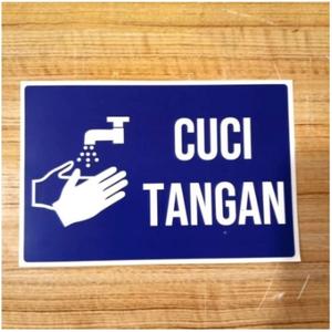 Jual sticker vinyl sign Cuci tangan Uk. 15 x 20cm lael rambu k3 - Kab ...