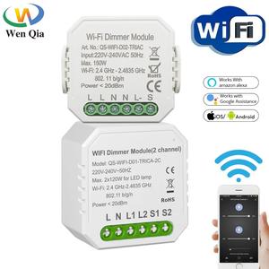 Jual Smart Wifi Light Dimmer Switch AC 220V Breaker Module 1/2 Gang ...