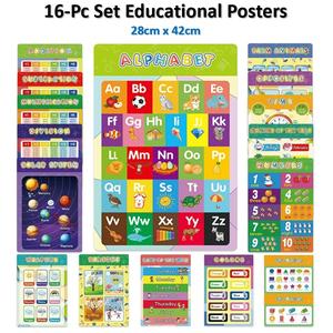 Jual New (16-pc) Educational Posters For Kids Toddlers Classroom Poster ...