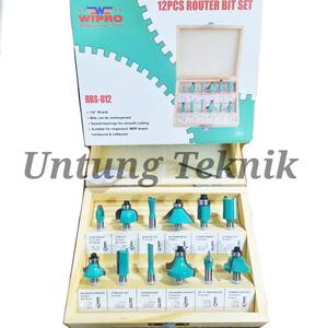 Jual Wipro Mata Profil Set 12 Pcs Router Bit Set 1/4" Kotak Kayu ...
