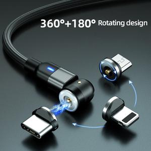 Jual 540 Rotate Magnetic Elbow Data Cable 3 in 1 USB Type C Lightning ...