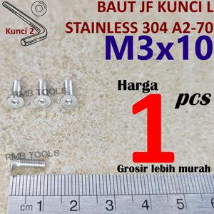Jual Baut JF Kunci L M3 x 10 Stainless 304 Verseng Countersunk A2-70 M3 - Kota Tangerang Selatan ...