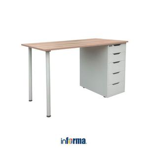 Promo Informa - Informa Ivann Meja Kantor - Cokelat Oak/Putih Cicil 0% ...