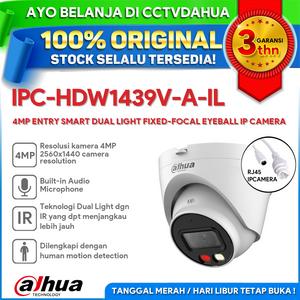 Promo DAHUA IPC-HDW1439V-A-IL 4MP DUAL LIGHT AUDIO H265 EYEBALL IP ...