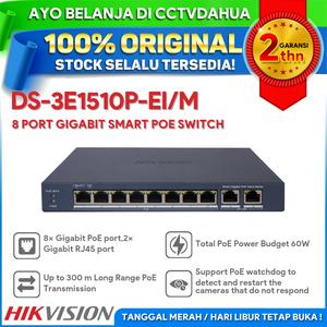 Promo HIKVISION DS-3E1510P-EI/M 8 PORT GIGABIT SMART 60W POE SWITCH ...