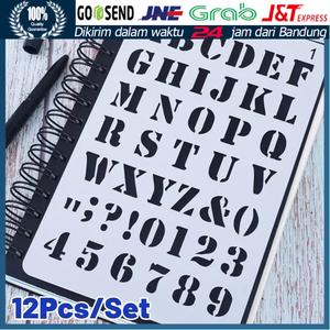 Jual 12Pcs Penggaris Cetakan Huruf Angka Sablon Stensil Huruf Alfabet ...