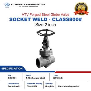 Jual VTV Forged steel Globe valve Socket Weld Class 800 Size 2 Inch ...