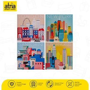 Jual Hiasan Dinding Lukisan Canvas Atria Citypop Kanvas SET 4 Pcs ...