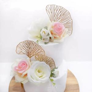 Jual Acrylic Gold Ginkgo Leaves Cake Topper Happy Birthday Cake Topper ...