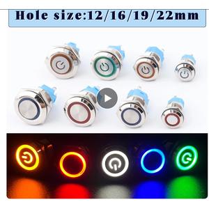 Jual 16mm 19mm 22mm Waterproof Metal Push Button LED Light Self-locking ...