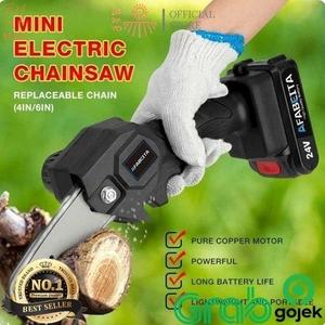 Jual GERGAJI MESIN LISTRIK KAYU POHON MINI CORDLESS CHAINSAW BATERAI ...