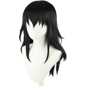 Jual Demon Slayer Suma Cosplay Wig Kimetsu No Yaiba Season 2 Black Long ...