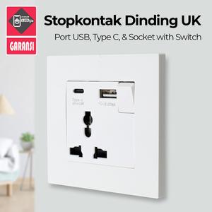 Jual Stop Kontak Dinding UK 2 Port USB TypeC Socket with Switch SR3 ...