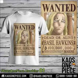 Jual Hawkins 01 Kaos One Piece Supernova Wanted Poster Basil Hawkins ...