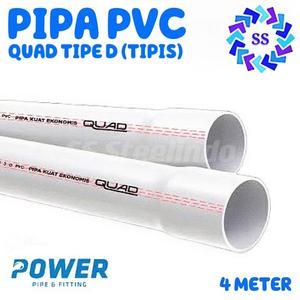 Jual PIPA PRALON AIR PVC (QUAD POWER) PUTIH MURAH TIPE D (TIPIS) - 4 ...