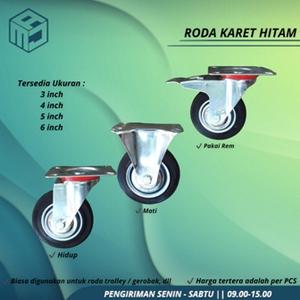 Jual Roda Troli Karet Hitam Hidup Mati Rem Roda Tangga Roda Etalase ...