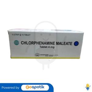 Jual CHLORPHENAMINE MALEATE NOVAPHARIN 4 MG BOX 100 TABLET - Kab ...