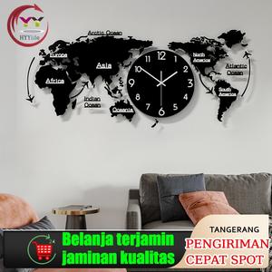 Jual 120*55CM Hiasan Dinding Jam Peta Acrylic/Pajangan Peta Jam Unik ...