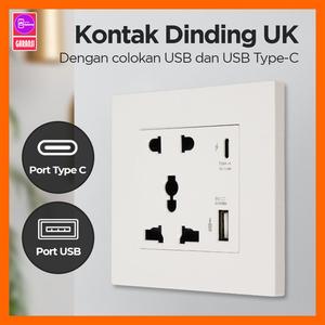 Jual Stop Kontak Dinding UK 2 Port USB Type-C Socket MS-04WH Warna ...