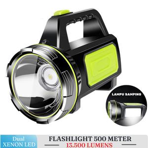 Jual Senter LED Besar Super Terang Jarak Jauh Rechargeable Baterai Cas ...