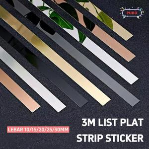 Jual 3M List Plat Strip Sticker Gold Stainless Sticker Pembatas Nat ...
