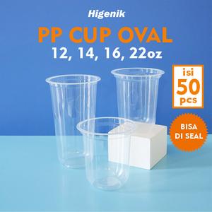 Promo Plastic Cup PP Oval / Gelas Plastik Cup PP Tebal 12/16/22 oz Bisa ...
