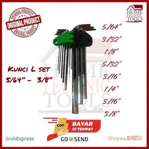 Jual TEKIRO KUNCI L PANJANG SET 8 PCS UKURAN INCH / 5/64" - 3/8" / HEX ...