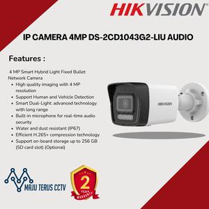Jual Hikvision IP Camera CCTV Indoor DS-2CD1043G2-LIU 4MP Audio Smart Hybrid Light - Jakarta ...