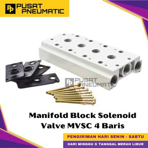 Jual 220M-5M4-G / 220M-5B4-G Pneumatic Base Plate Manifold Block Set 4 Baris Body 200 For ...