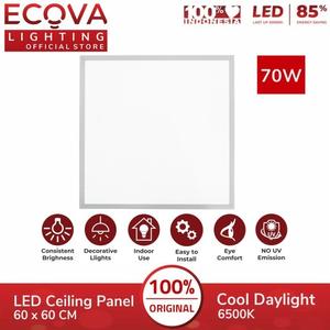 Jual ECOVA Lampu Panel LED 70W Ceiling Downlight 60x60 cm - Jakarta ...