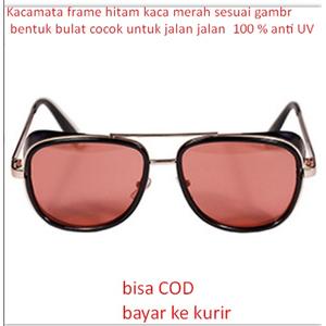 Jual - aqua Kacamata frame hitam kaca merah sesuai gambar bentuk bulat ...