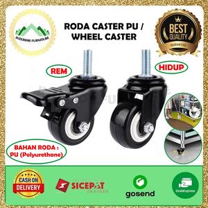 Jual Roda Hitam 1,5 Inch Wheel Caster Roda Etalase Lemari PU - Hitam ...