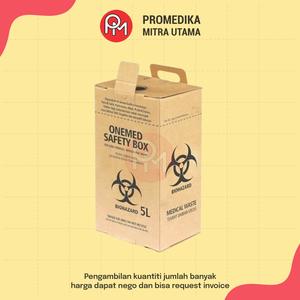 Jual Safety Box tempat sampah merk Onemed warna Coklat ukuran 5L | Kardus Sampah Medis untuk ...