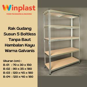Jual Rak Besi Siku / Rak Gudang Tanpa Baut Ambalan Kayu Susun 5 ...